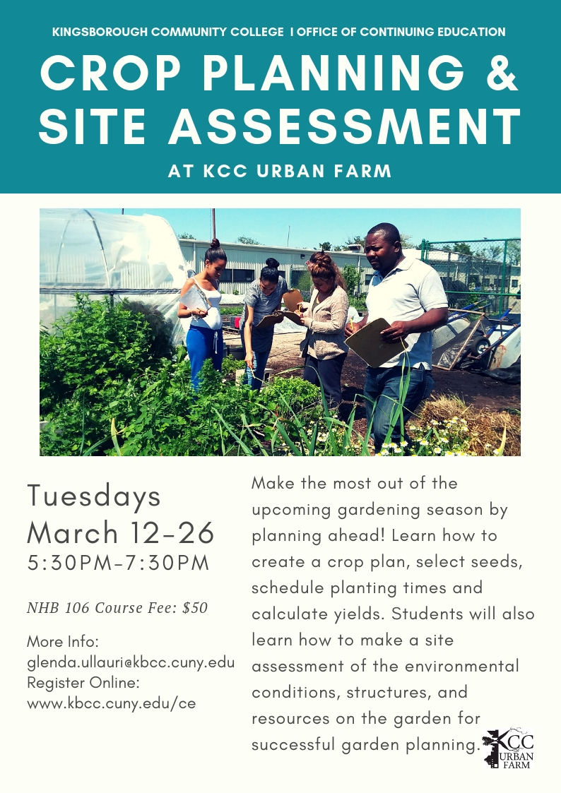 Crop planning flyer - Workforce Development and Continuing Education